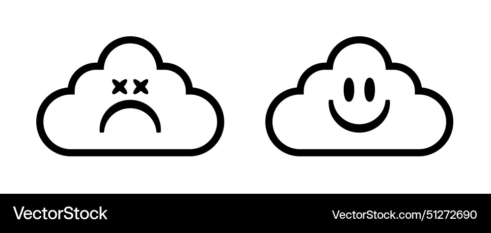 Happy and sad cloud face icon good Royalty Free Vector Image