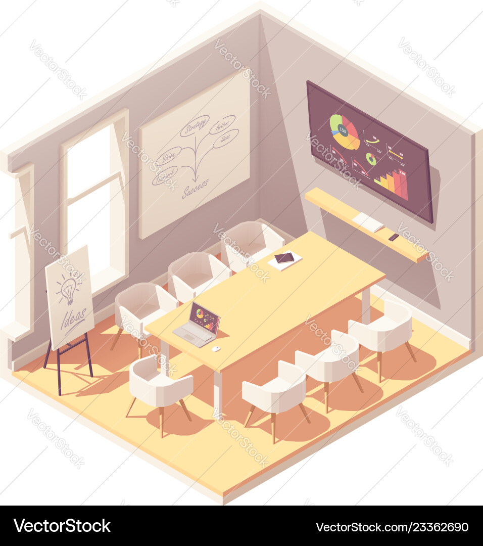 Isometric office conference room interior Vector Image