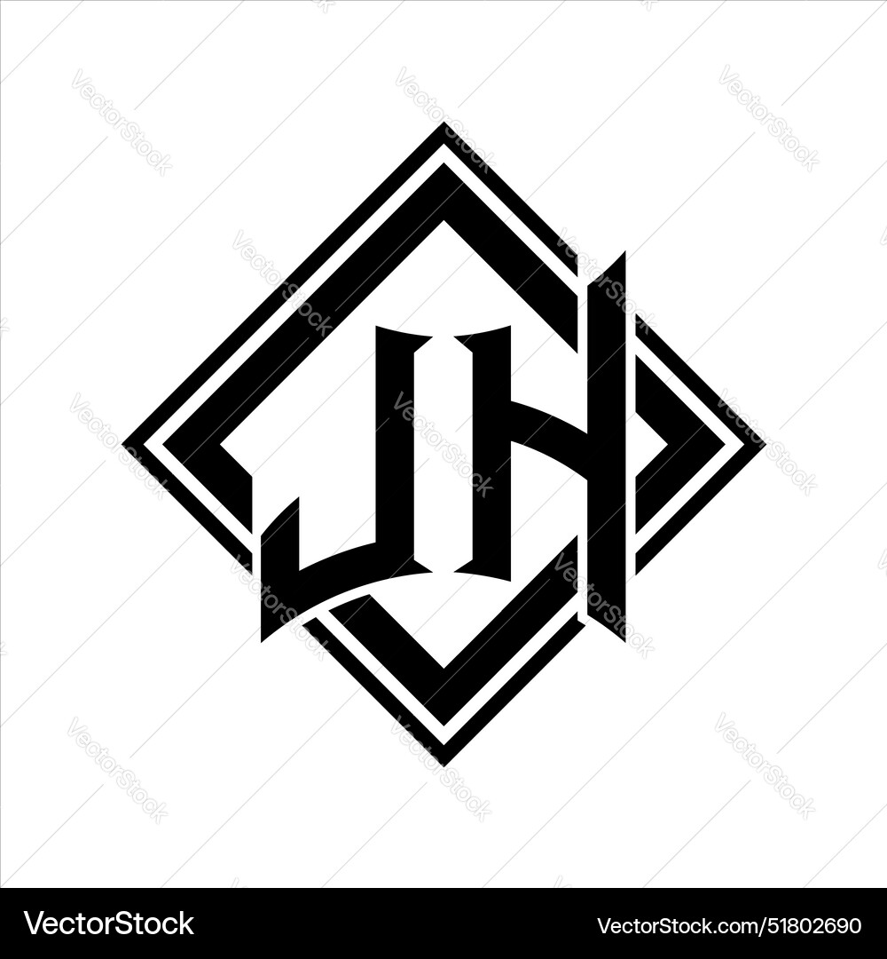 Jh letter logo with abstract shield shape Vector Image