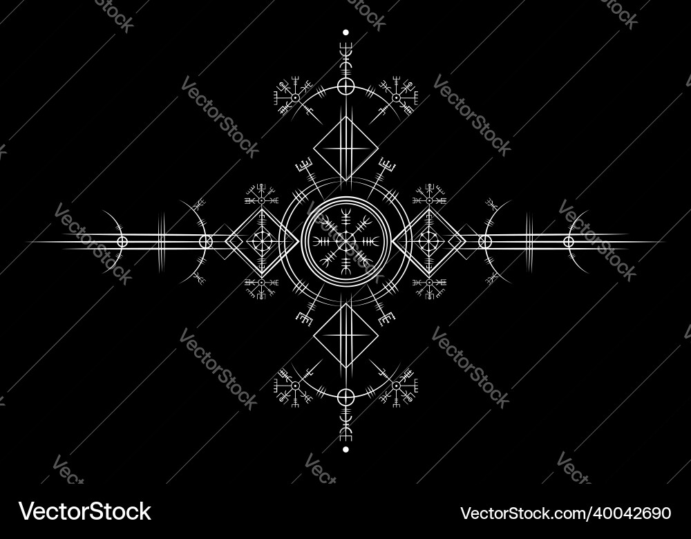 Magic ancient viking art deco white vegvisir sign Vector Image