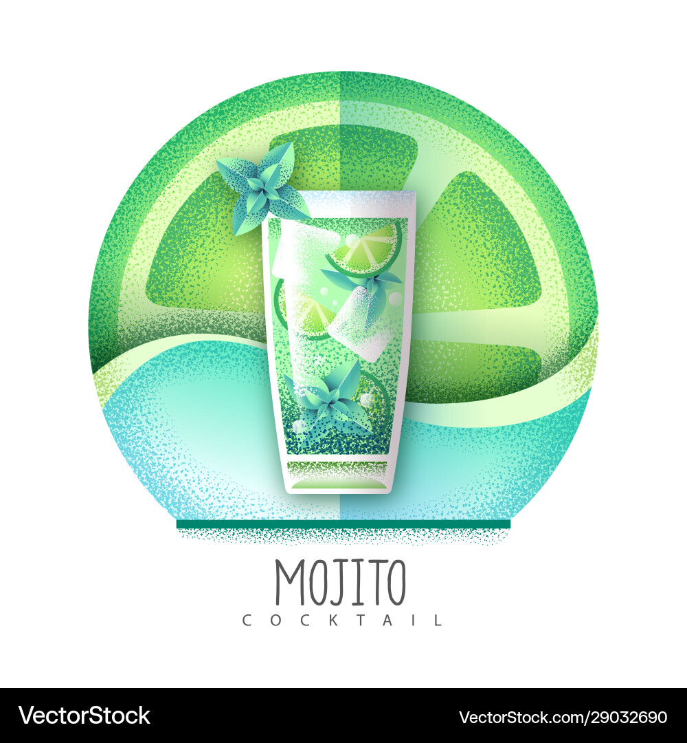 Mojito cocktail icon grainy texture design Vector Image