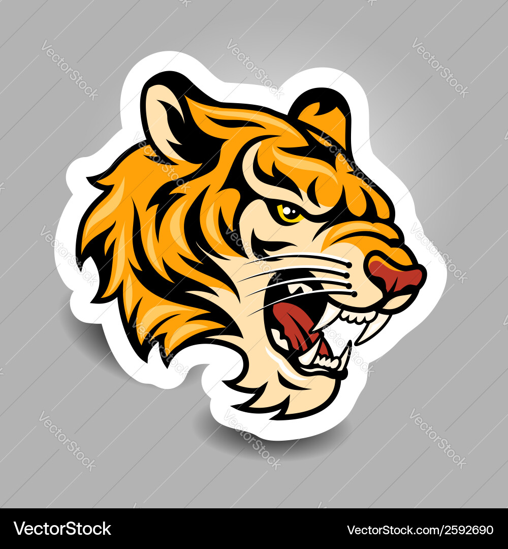 Tiger Head Sticker Royalty Free Vector Image - VectorStock
