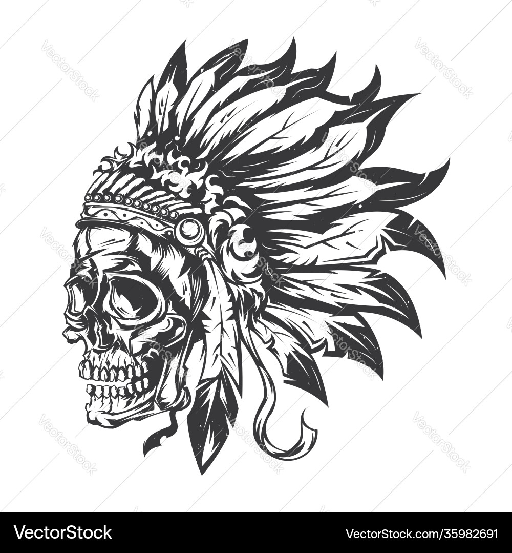 American indian chief skull Royalty Free Vector Image
