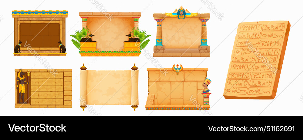 Ancient Egypt Arcade Frames Set Royalty Free Vector Image