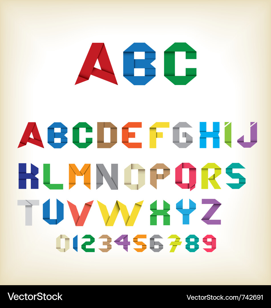 Colorful origami alphabet Royalty Free Vector Image