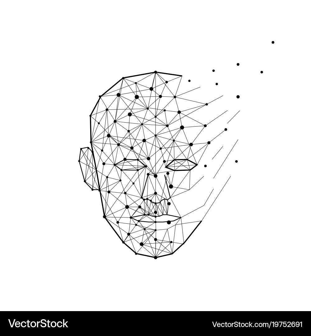 Fragmented Human Head - Polygon Breakdown Vector Image