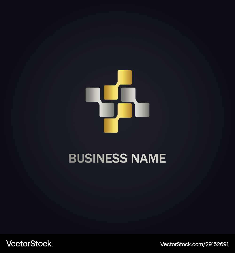 Square connect digital technology gold logo Vector Image