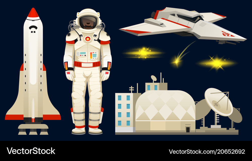 Astronaut spaceman planets in solar system Vector Image