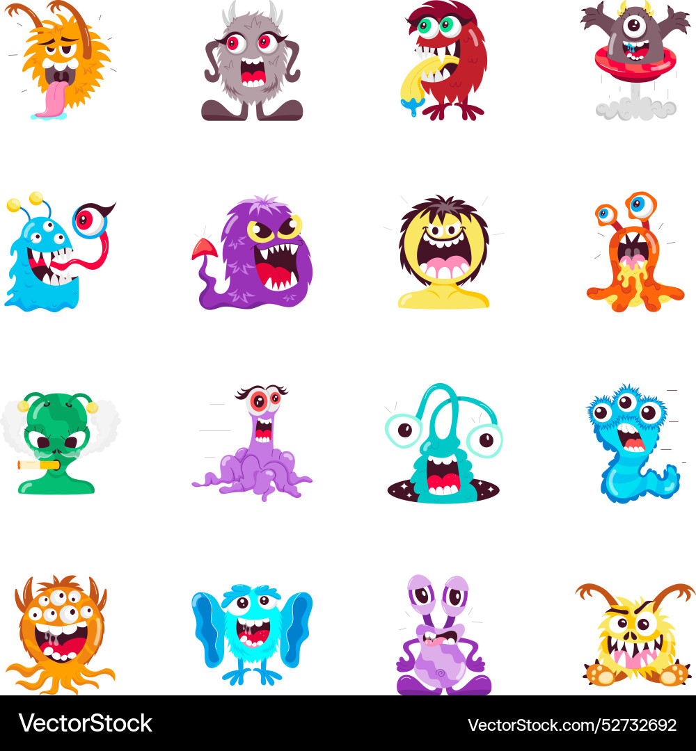 Basic rgbhandy pack of space monsters flat sticker