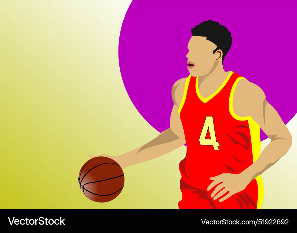Basketball player poster colored 3d for designers Vector Image