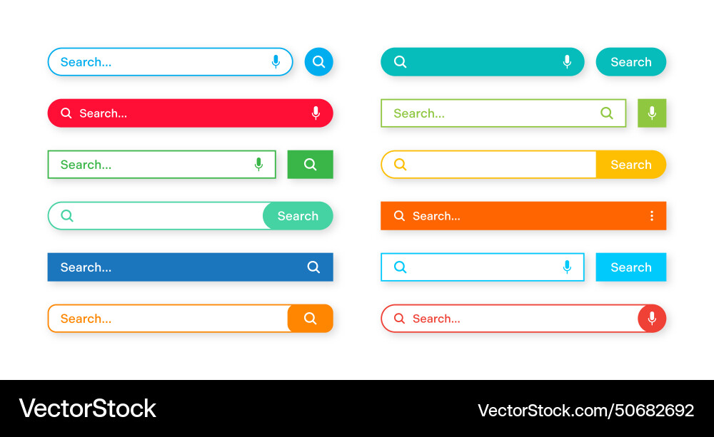 Colorful search bar templates internet browser Vector Image