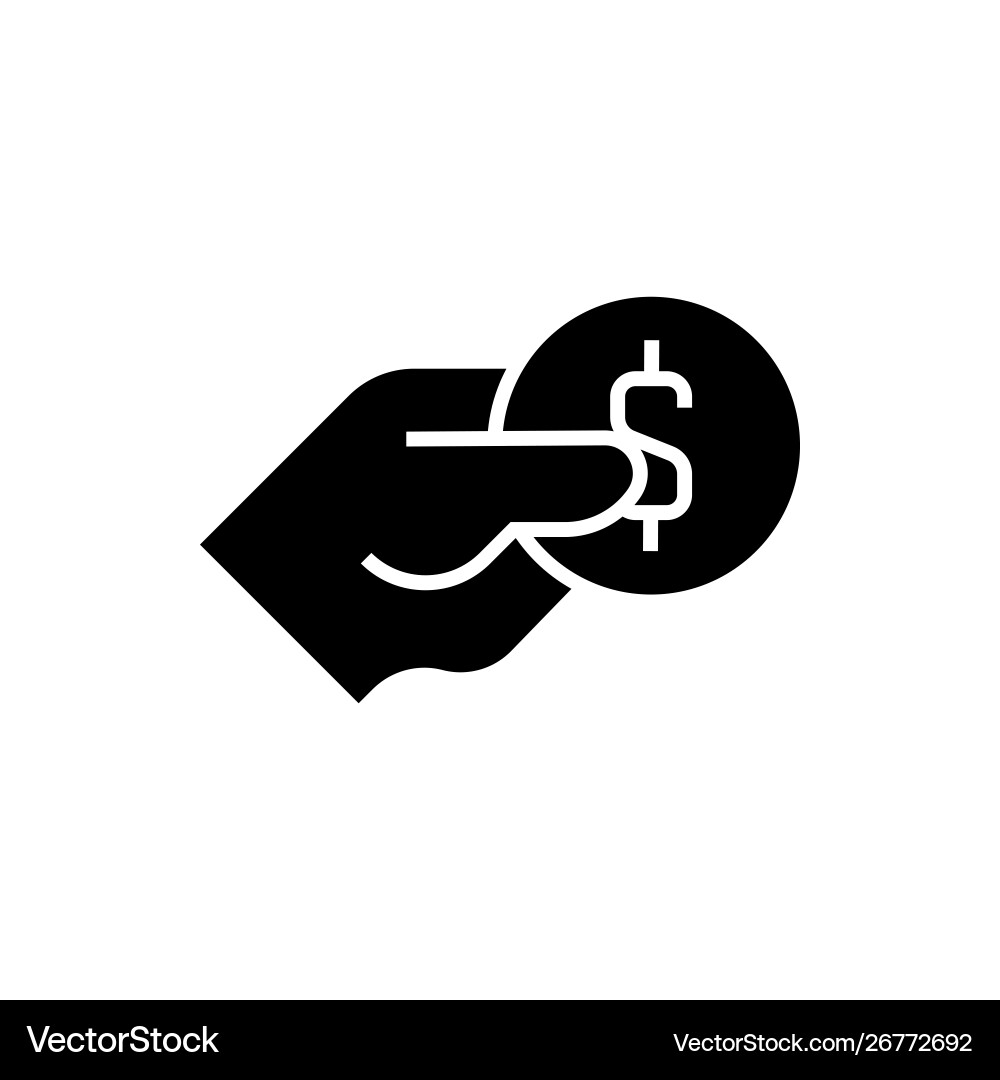 Hand holding coin icon on white background Vector Image