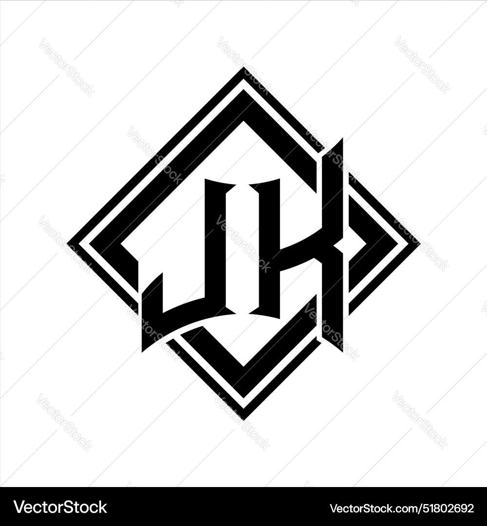 Jk letter logo with abstract shield shape Vector Image
