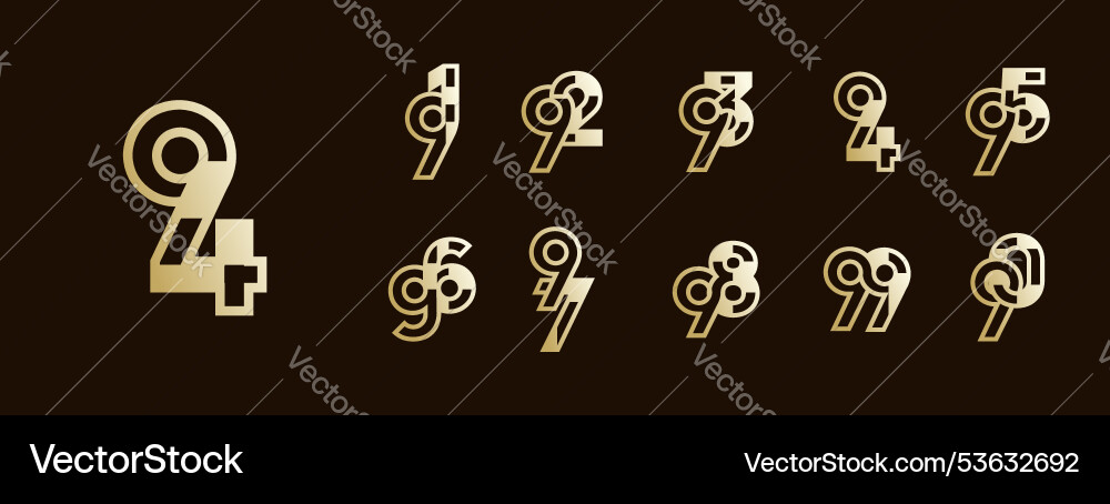Logo 91th-99th 91-99 years happy anniversary Vector Image