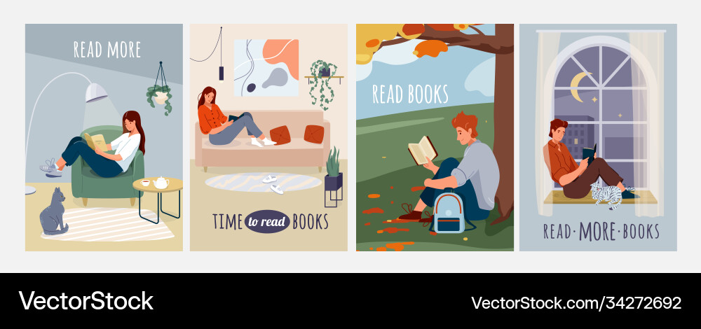 Reading Books Backgrounds & Covers Royalty Free Vector