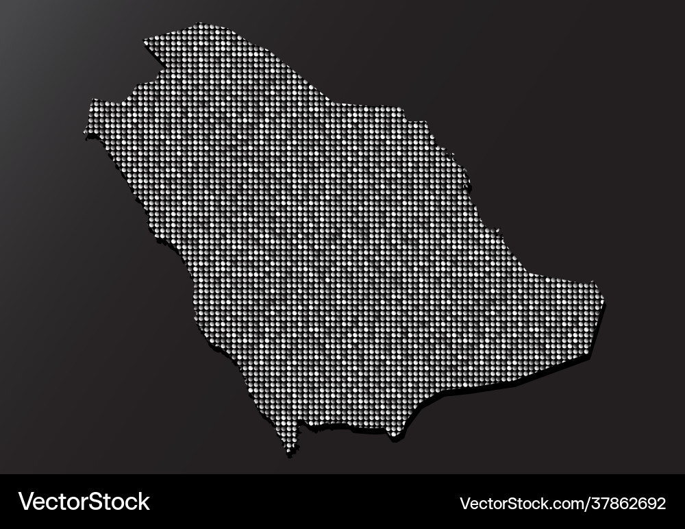 Saudi arabia map with silver sequins glitter dots Vector Image