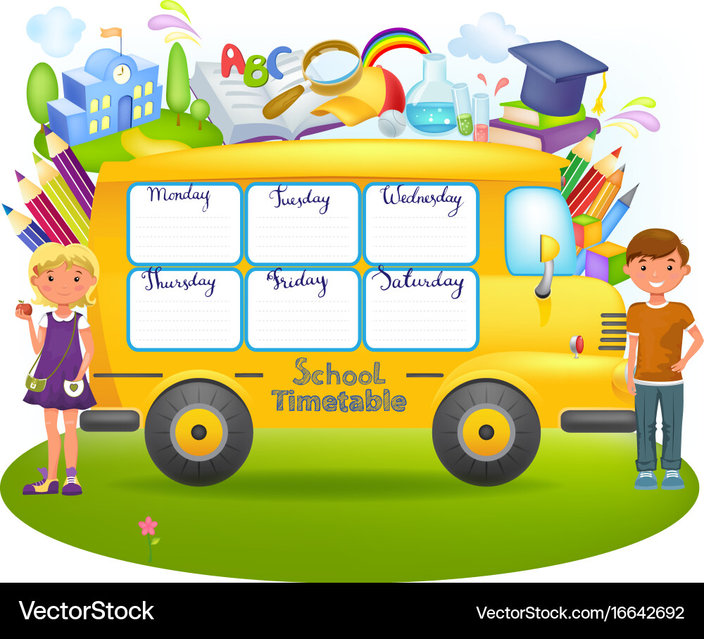 School bus with timetable Royalty Free Vector Image