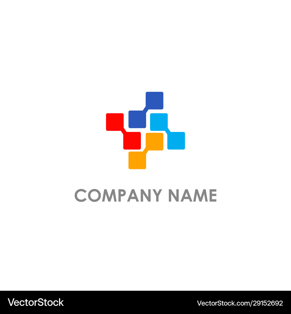 Square connect digital technology logo Royalty Free Vector