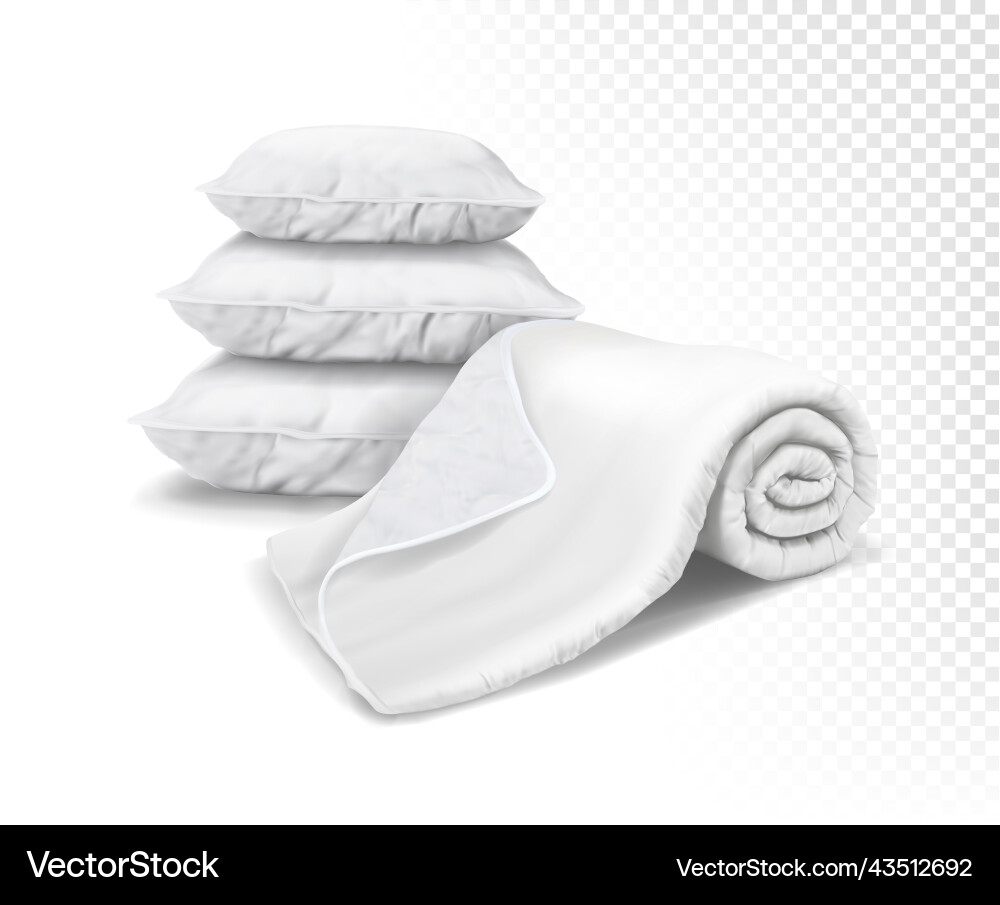 White duvet and pillows Royalty Free Vector Image