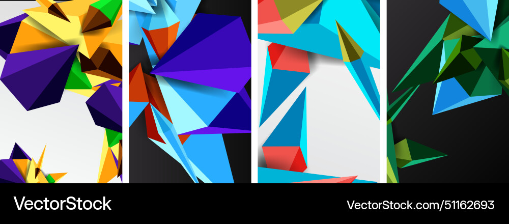 A row of vibrant triangles display a symmetrical Vector Image