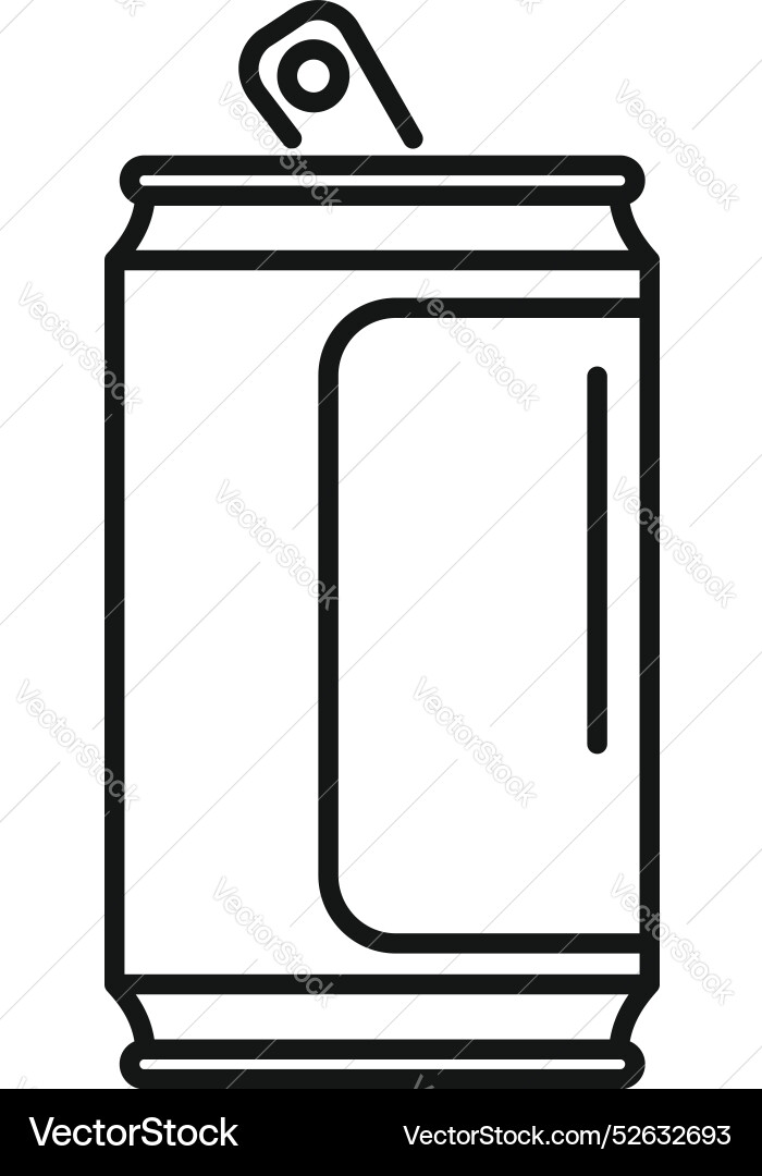 Aluminum can with open ring pull tab icon thin Vector Image