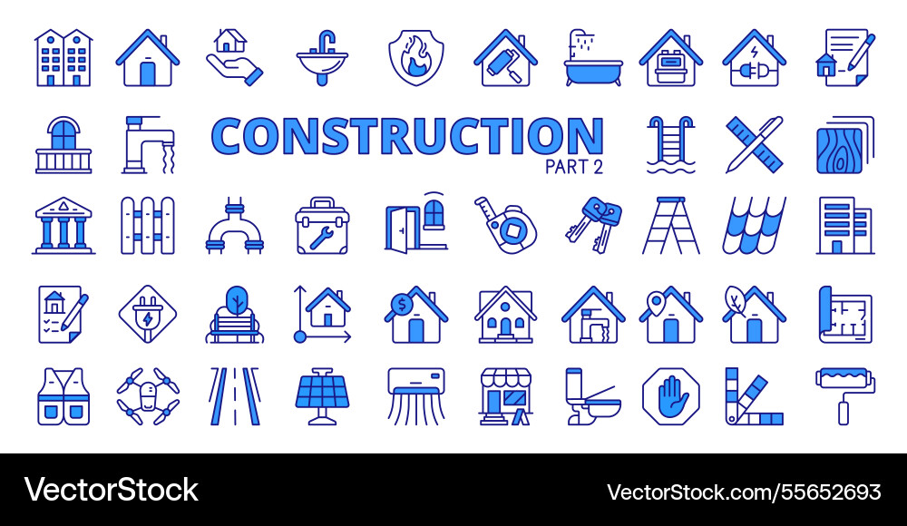 Constructions icons in line design blue part2 Vector Image