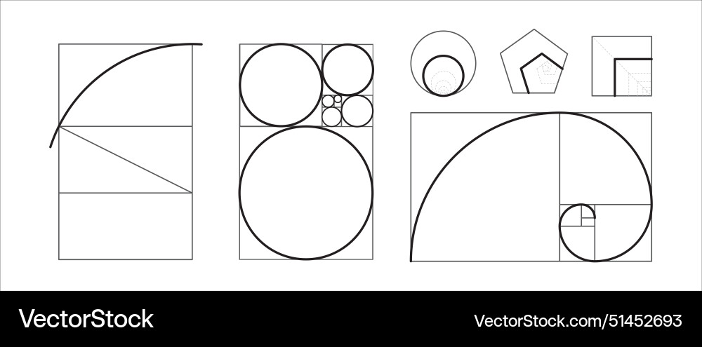 Golden ratio isolated template set geometry Vector Image