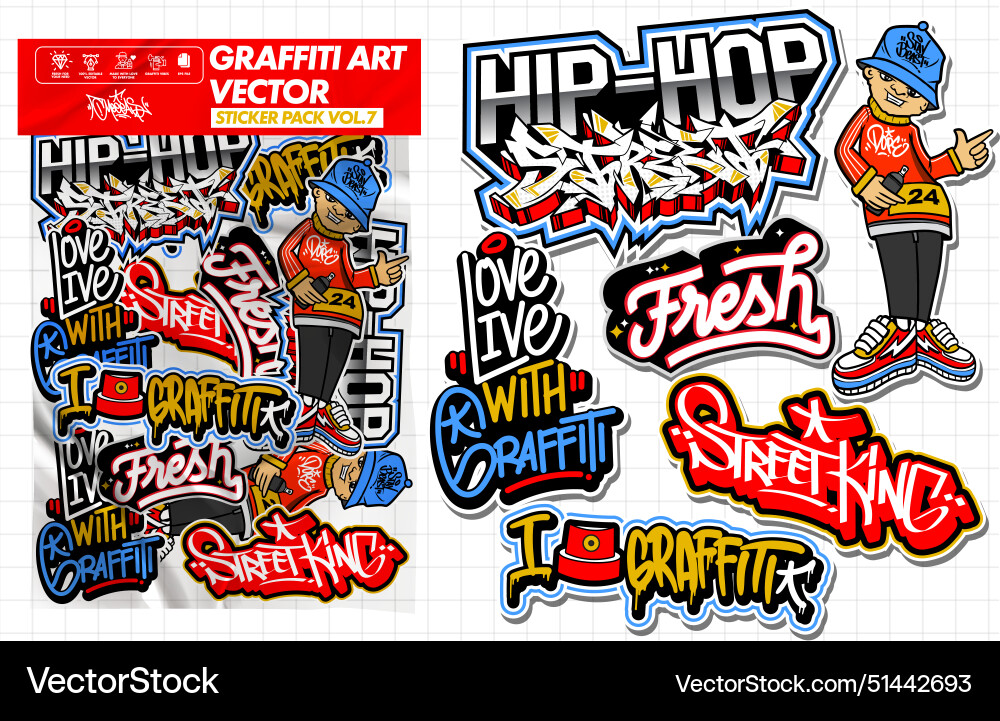Graffiti sticker pack Royalty Free Vector Image