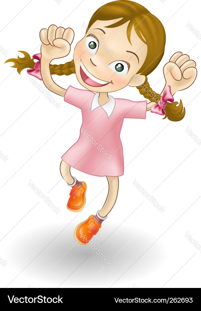 Happy Young Girl Jumping Royalty Free Vector Image