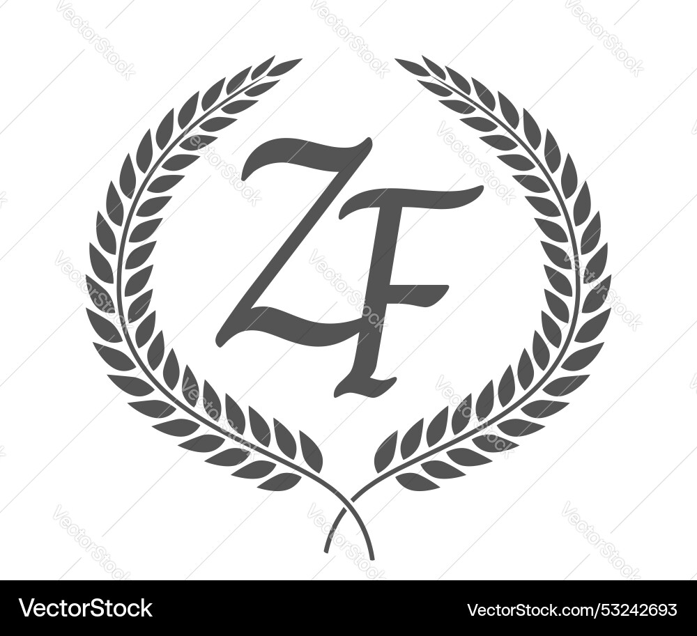 Initial letter z and f zf monogram logo design Vector Image
