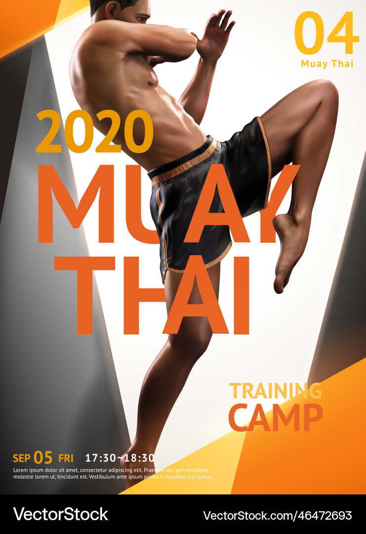 Muay thai training camp poster Royalty Free Vector Image