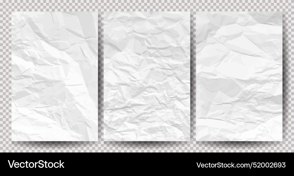Set of white clean crumpled papers Royalty Free Vector Image