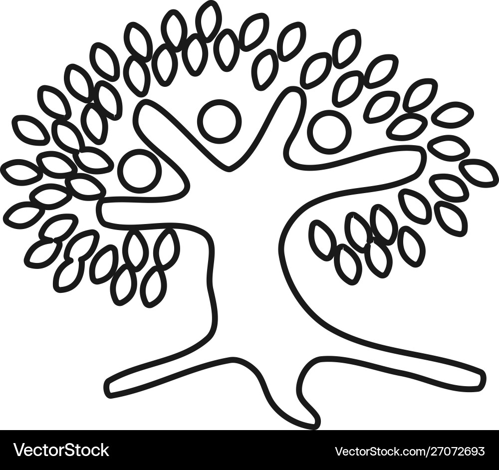 Tree people commitment teamwork together outline Vector Image