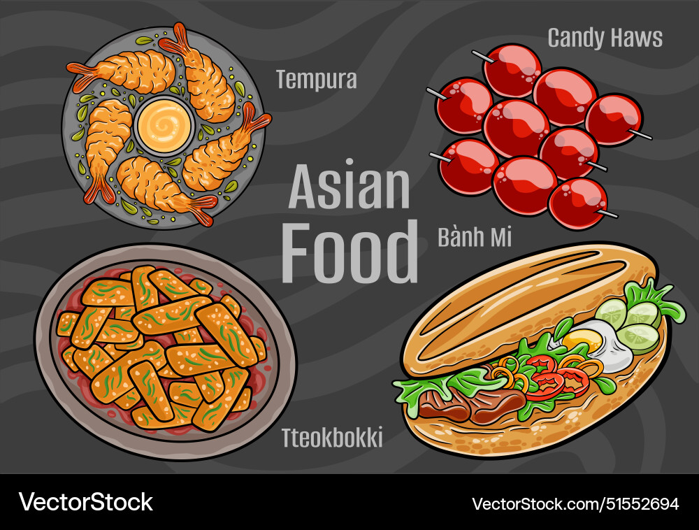 Asian food hand-drawn Royalty Free Vector Image