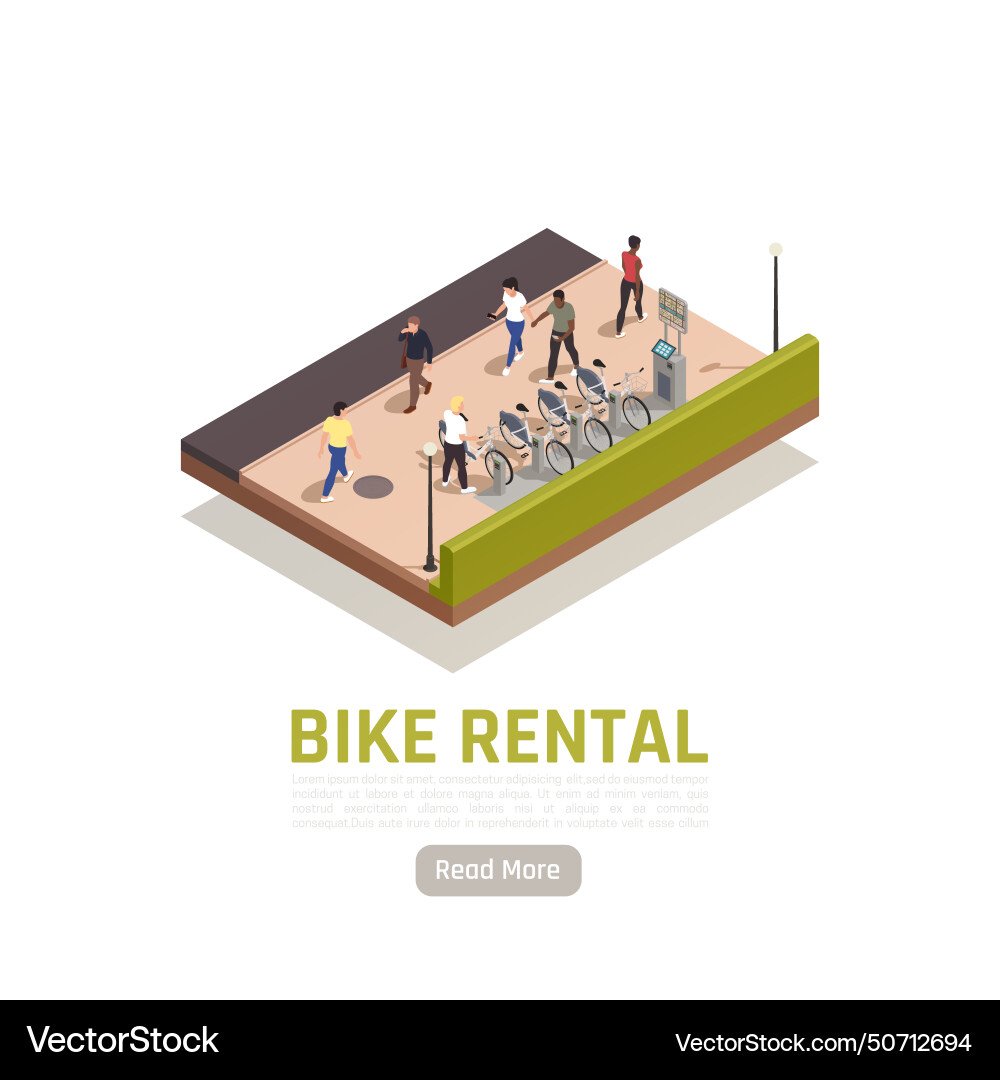 Bike rental isometric composition Royalty Free Vector Image