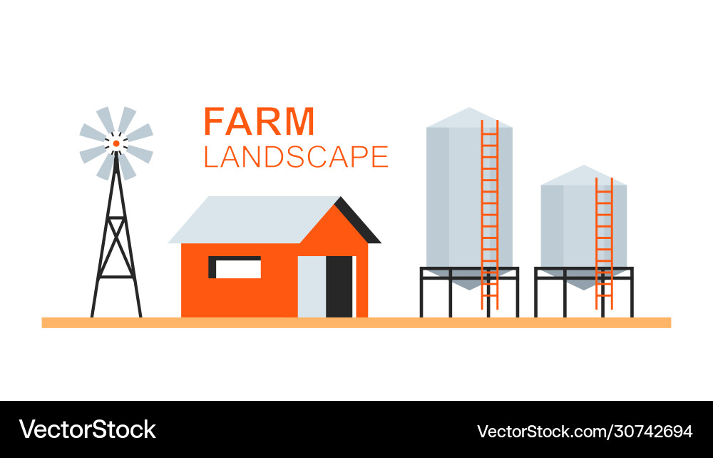Farm landscape Royalty Free Vector Image - VectorStock