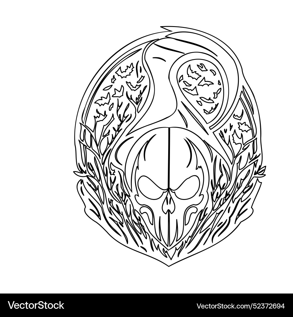 Grim reaper halloween outline sketch Royalty Free Vector