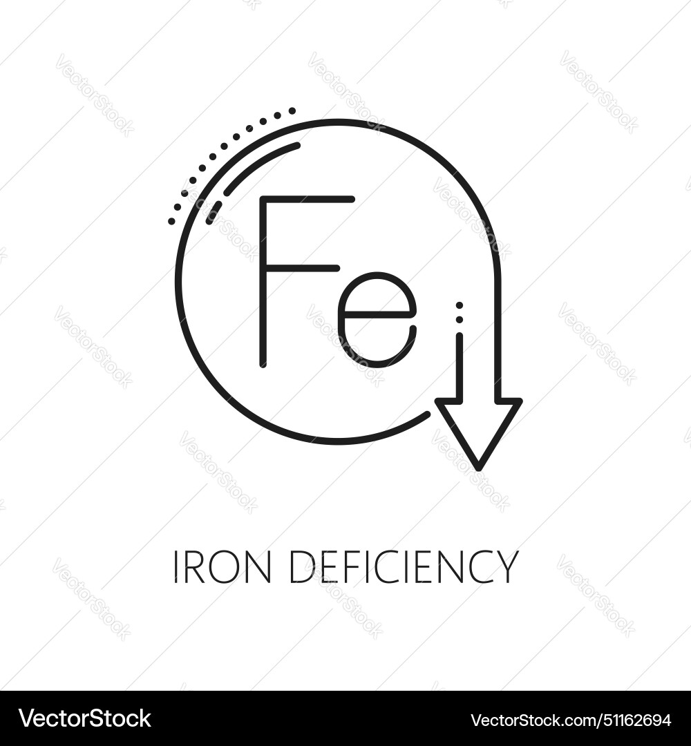 Iron deficiency line icon anemia disease symptom Vector Image