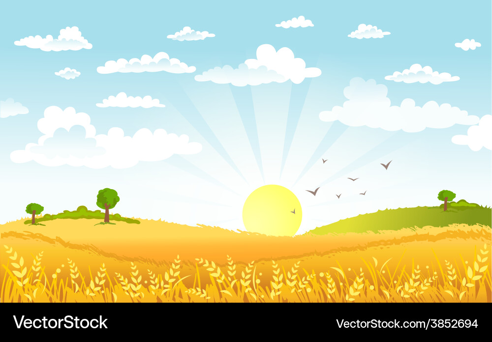 Morning Countryside Landscape Royalty Free Vector Image