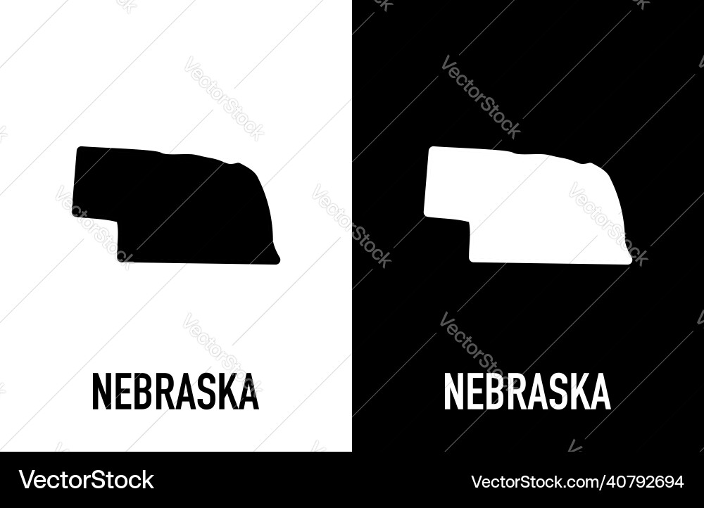 Nebraska State Outline - White on Black Royalty Free Vector