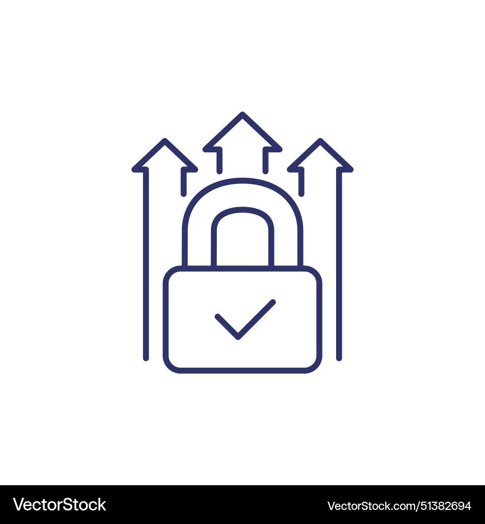 Padlock and arrows line icon Royalty Free Vector Image