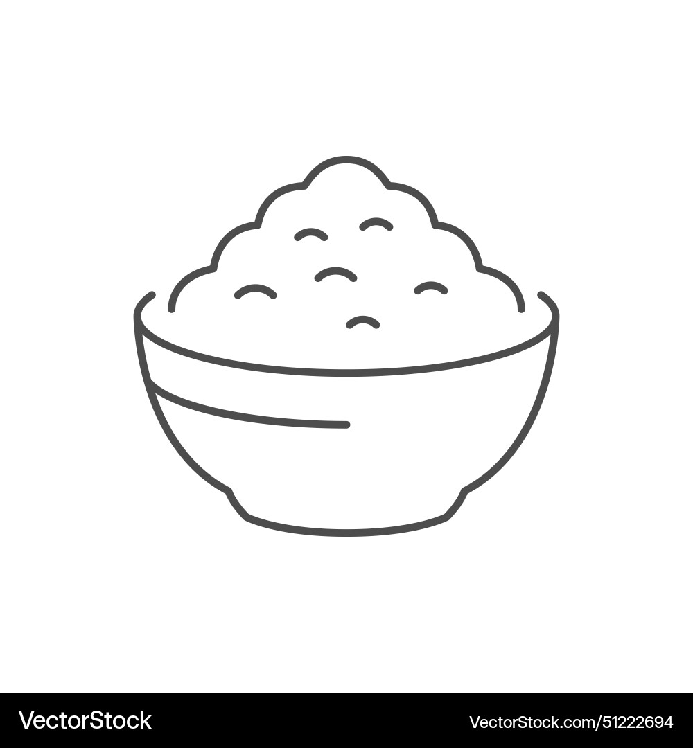 Porridge bowl line outline icon Royalty Free Vector Image