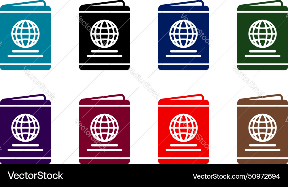 Simple classic passport icon set various colors Vector Image