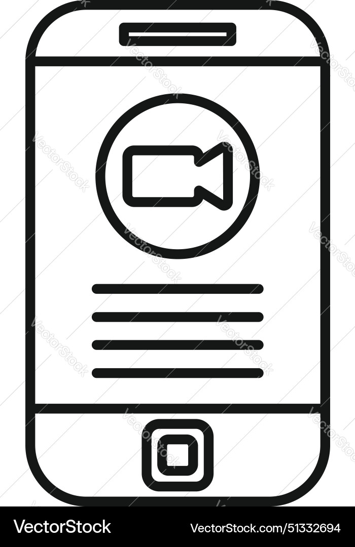 Smartphone with video call icon line art Vector Image