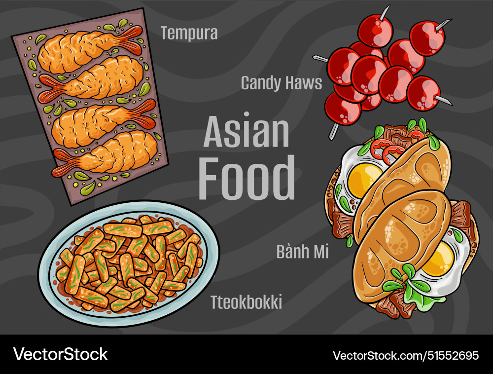 Asian food hand-drawn Royalty Free Vector Image