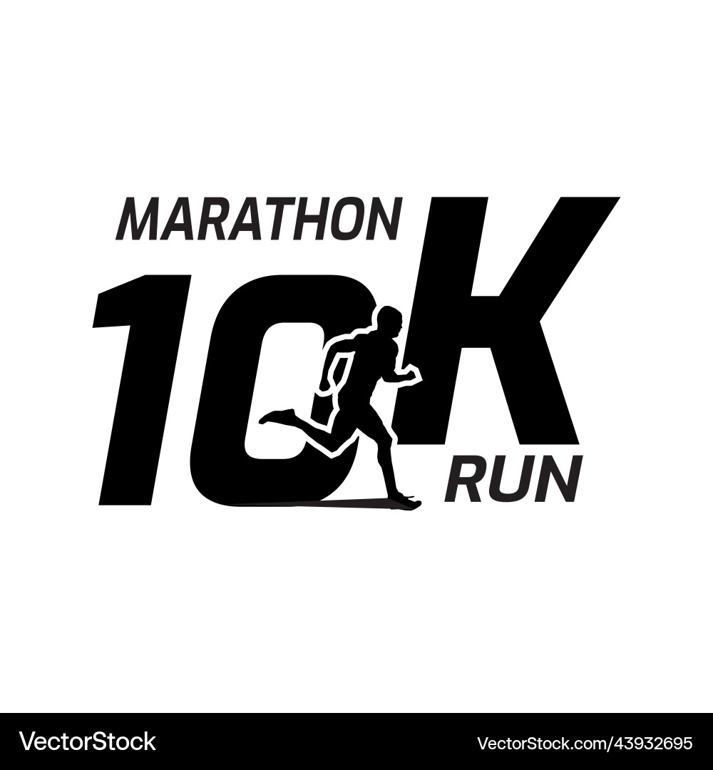 Black silhouette marathon run event logo template Vector Image