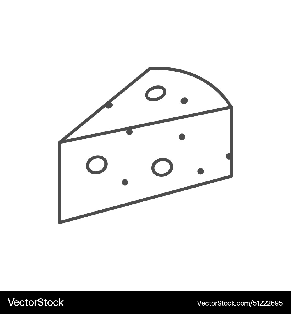 Cheese slice line outline icon Royalty Free Vector Image