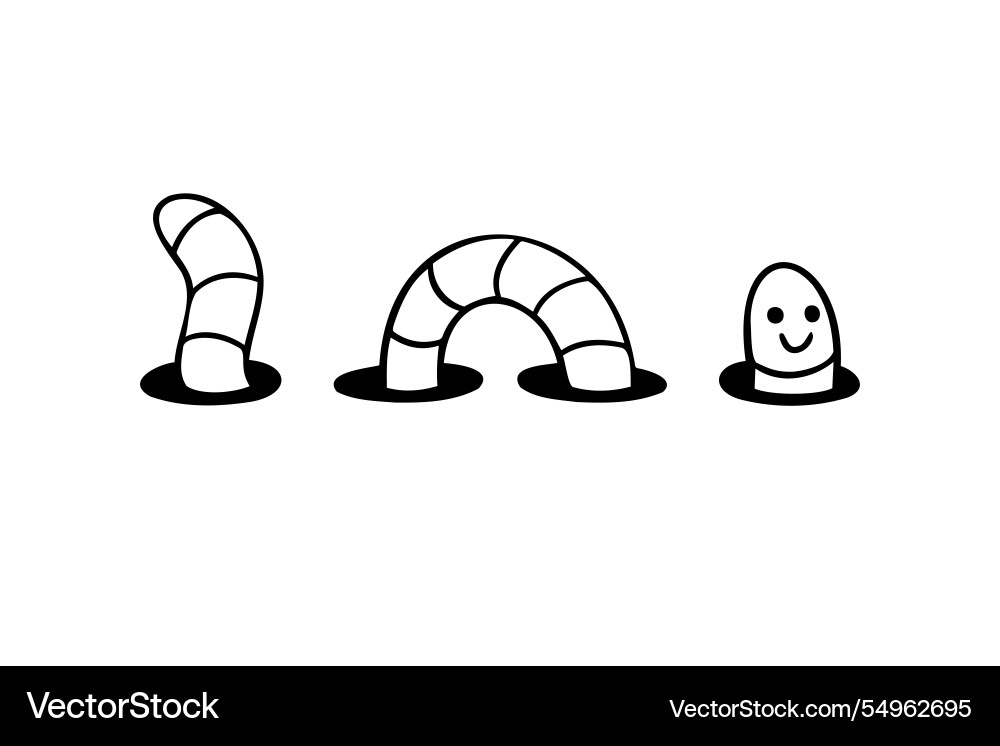 Cute earthworm hand drawn doodle character Vector Image