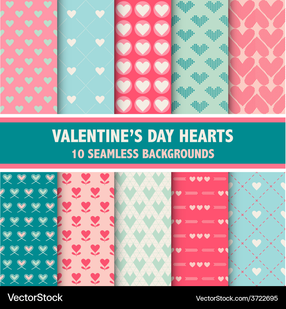 Heart Pattern Collection - Valentine's Day Vector Image