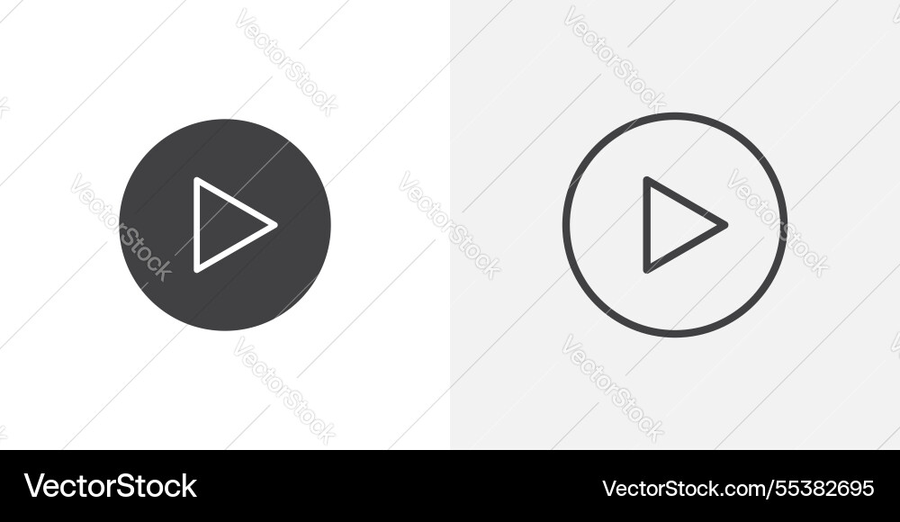 Play icons in black fill and liner versions Vector Image